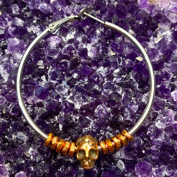 Hand Crafted | Jewelry | Copper Skull Hoop Earring | Poshmark